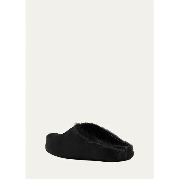 Marni Fussbett Calf Hair Sabot Mules - Iris/blue