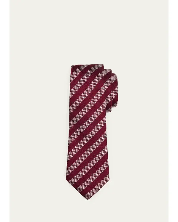 Giorgio Armani Woven Stripe Silk Tie - Wine