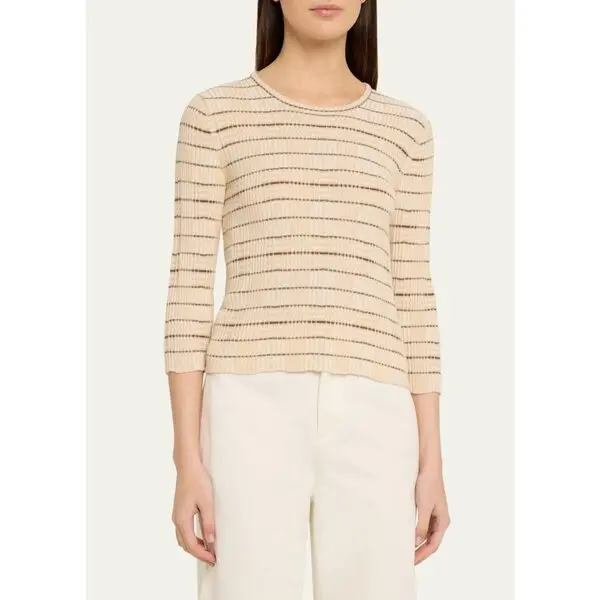 Vince Plaid Elbow-sleeve Sweater