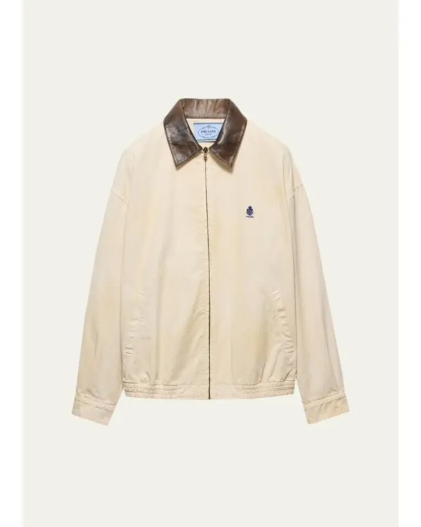 Prada Embroidered Old Gabardine Blouson Jacket - Sable