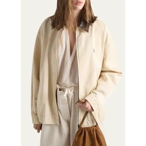 Prada Embroidered Old Gabardine Blouson Jacket - Sable