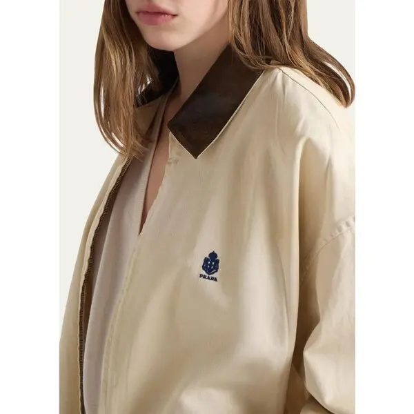 Prada Embroidered Old Gabardine Blouson Jacket - Sable