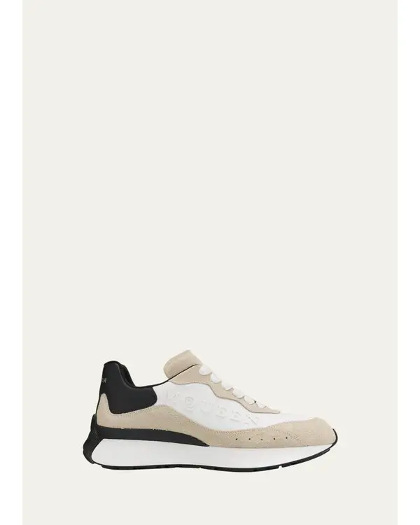 Alexander McQueen Sprint Runner Mixed Media Sneakers - Light Gray