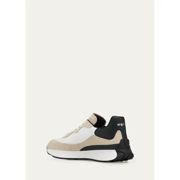 Alexander McQueen Sprint Runner Mixed Media Sneakers - Light Gray
