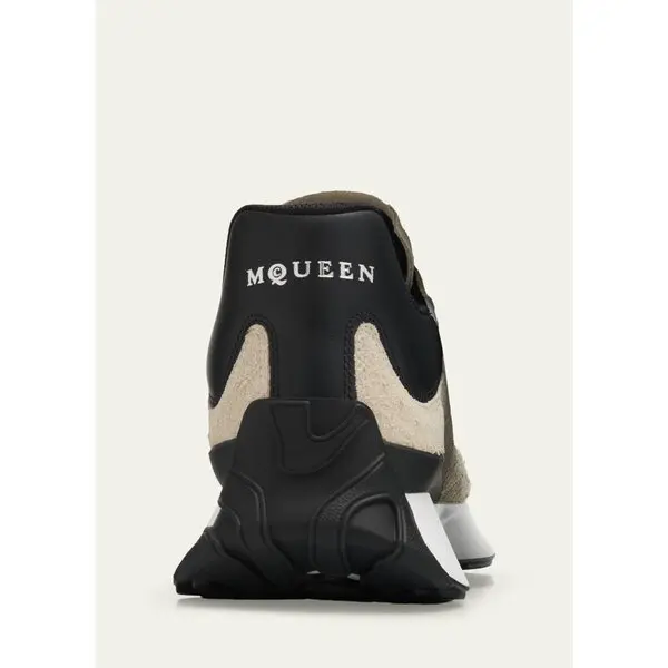 Alexander McQueen Sprint Runner Mixed Media Sneakers - Light Gray