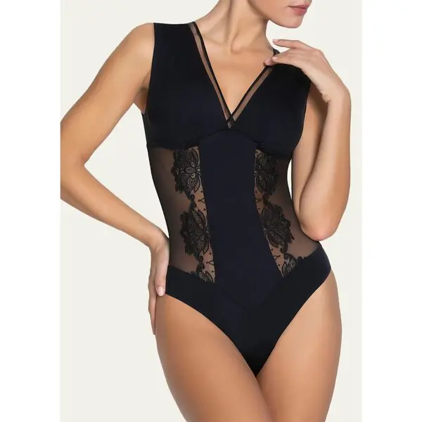 Lise Charmel Diva Glamour Embroidered Tulle Bodysuit