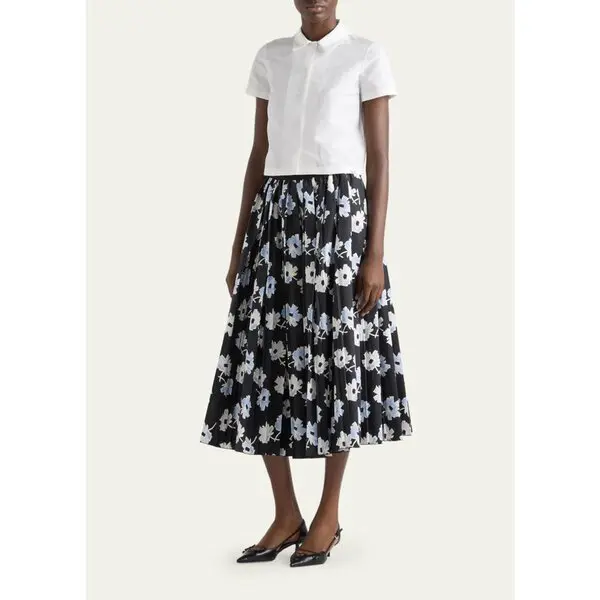 Prada Wildflower Cotton Midi Skirt