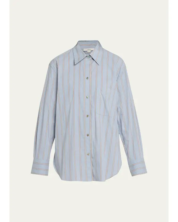 Vince Stripe Button-front Shirt - Del Mar Mu