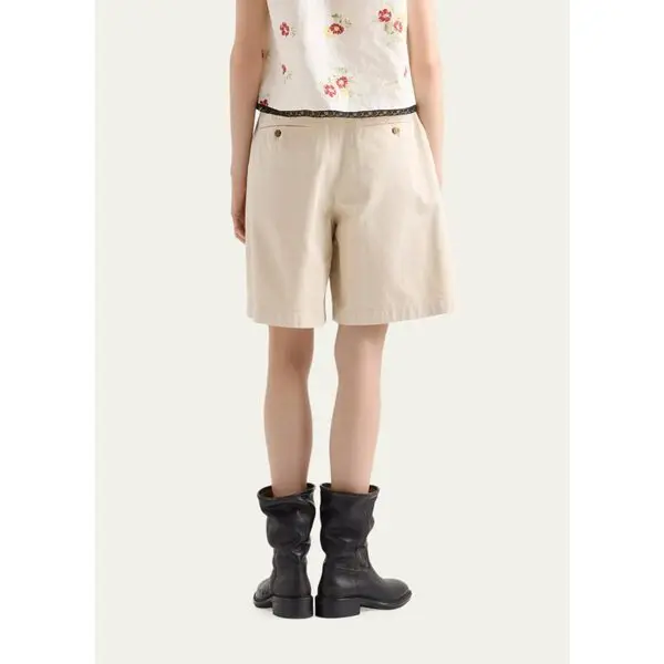 Prada Pleated Cotton Twill Bermuda Shorts