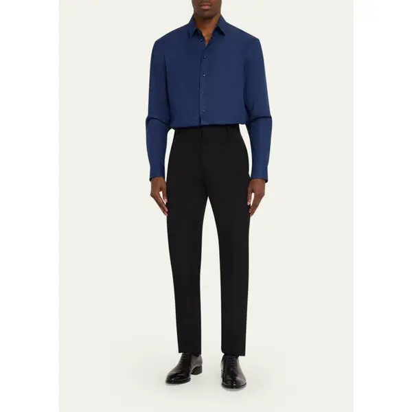 Giorgio Armani Linen Classic-fit Sport Shirt - Solid Blue