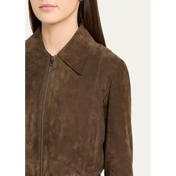 Vince Shrunken Suede Bomber Jacket