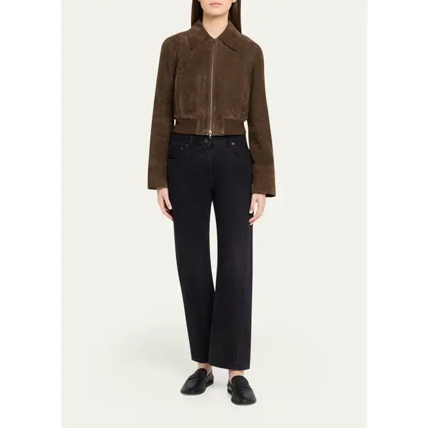 Vince Shrunken Suede Bomber Jacket
