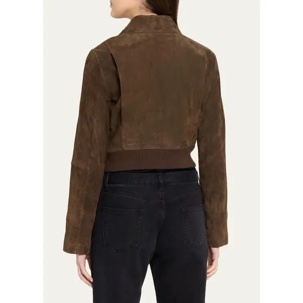Vince Shrunken Suede Bomber Jacket
