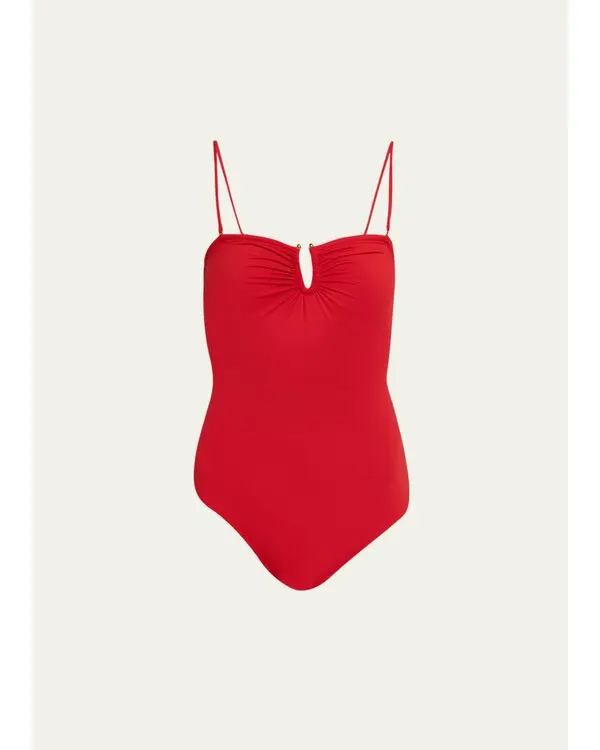 NILI LOTAN Ruched U-ring One-piece Swimsuit