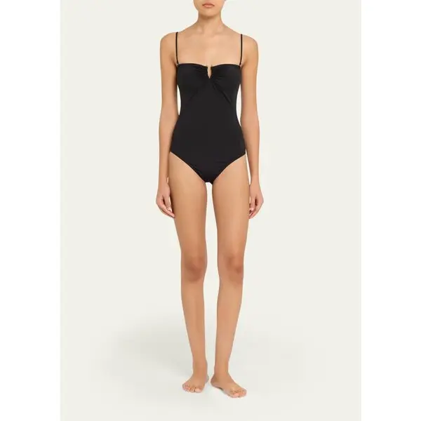 NILI LOTAN Ruched U-ring One-piece Swimsuit