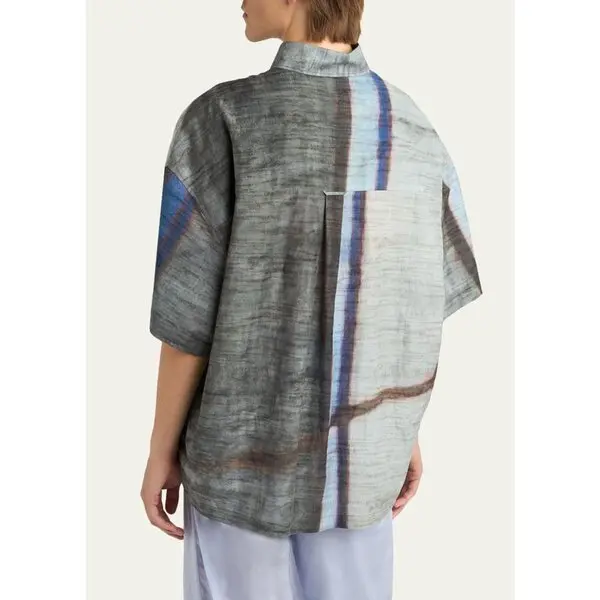 Giorgio Armani Abstract Cotton And Silk Short-sleeve Shirt