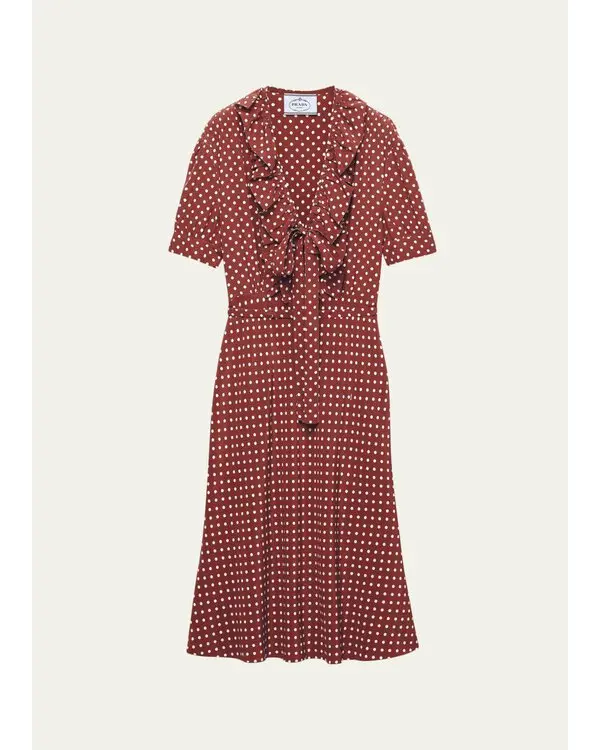 Prada Polka Dot Silk Midi Dress
