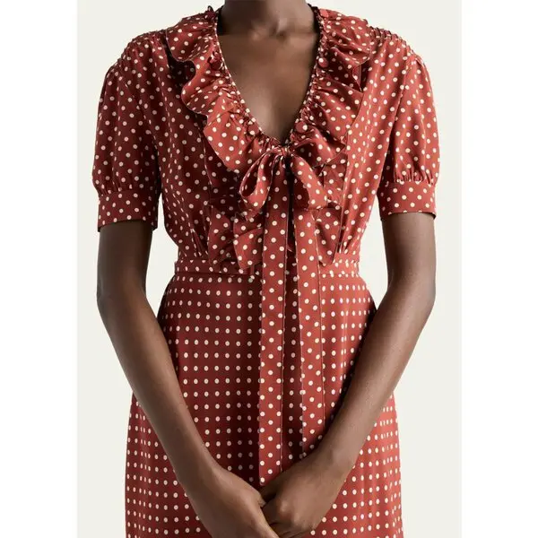 Prada Polka Dot Silk Midi Dress