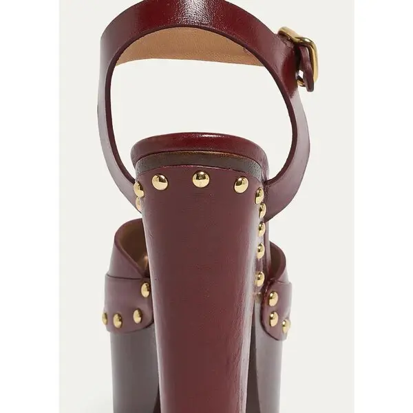 Chloé 90mm Meret Leather Clogs - Burnt