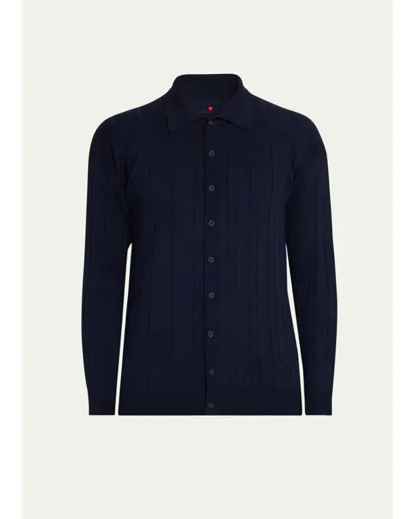 Kiton Cotton & Cashmere Knit Button-down Shirt