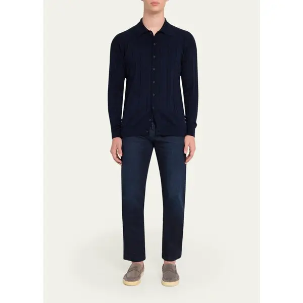 Kiton Cotton & Cashmere Knit Button-down Shirt