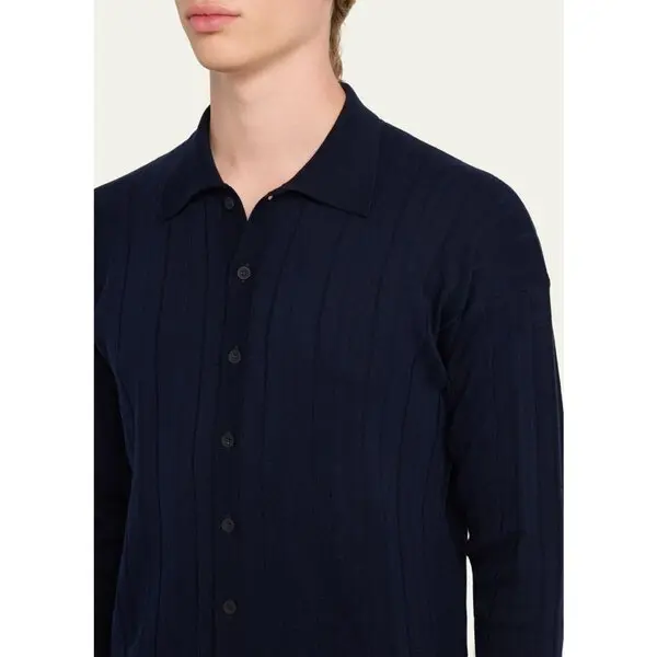 Kiton Cotton & Cashmere Knit Button-down Shirt