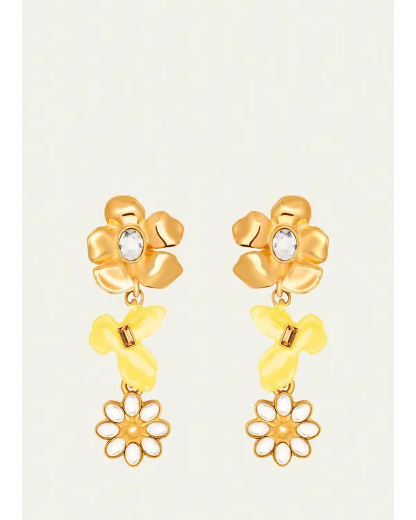 Oscar De La Renta Wildflower Triple Drop Earrings