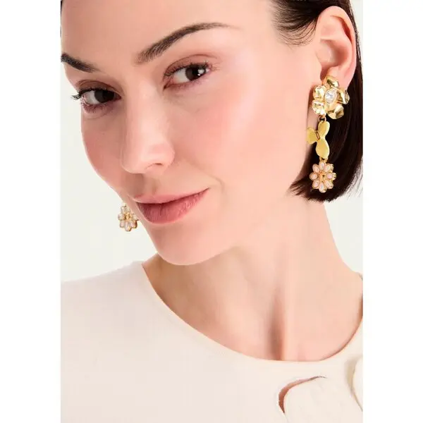 Oscar De La Renta Wildflower Triple Drop Earrings