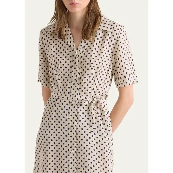 Prada Polka-dot Print Marocain Shirtdress