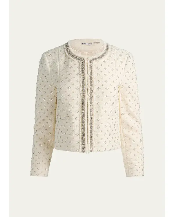 Alice + Olivia Thomasina Embellished Tweed Jacket