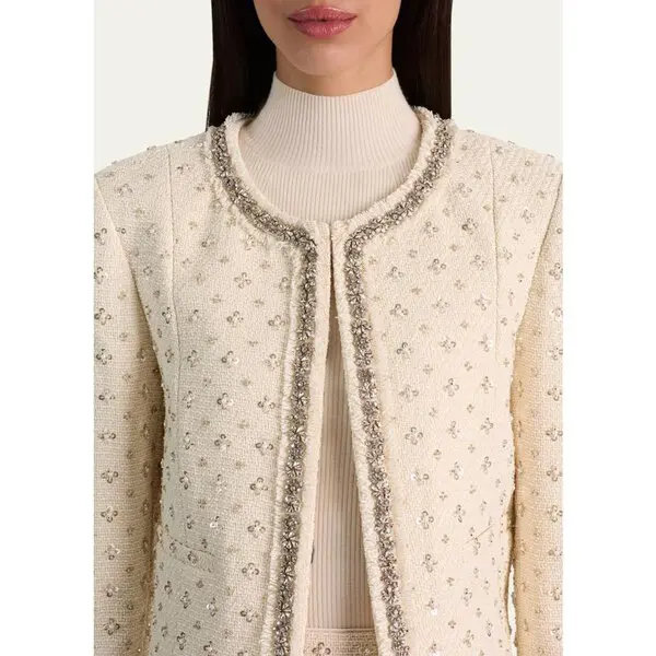Alice + Olivia Thomasina Embellished Tweed Jacket