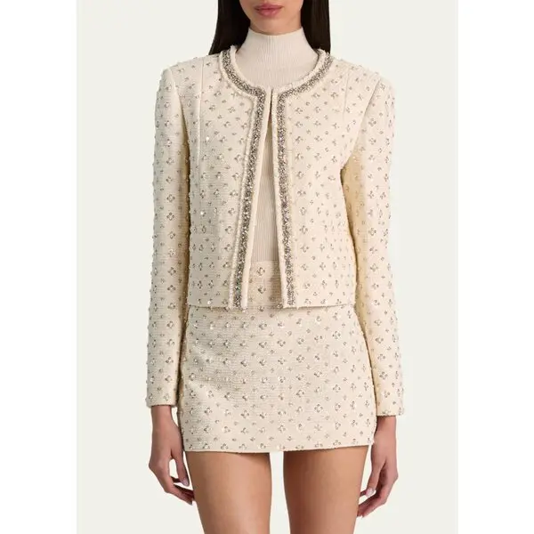 Alice + Olivia Thomasina Embellished Tweed Jacket