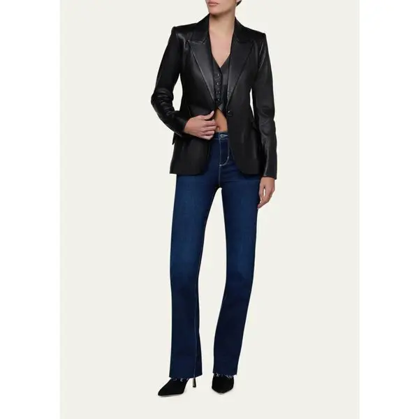 L'Agence Chamberlain Leather Single-breasted Blazer