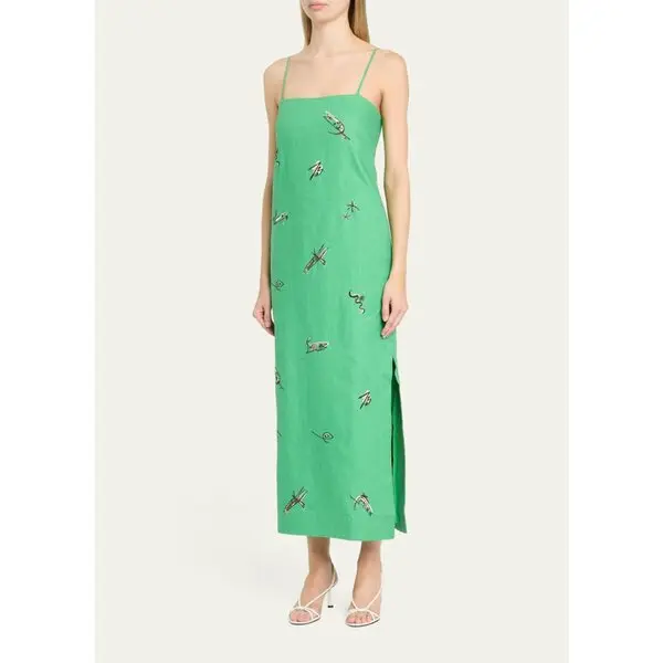 ALEMAIS Wanda Embroidered Midi Dress