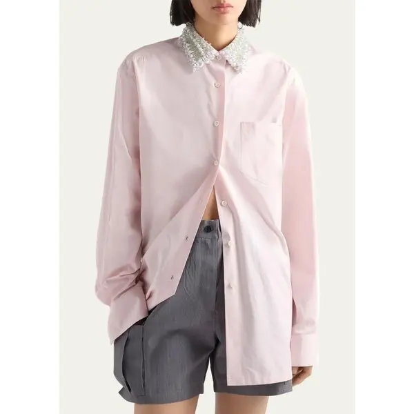 Prada Embroidered Poplin Shirt