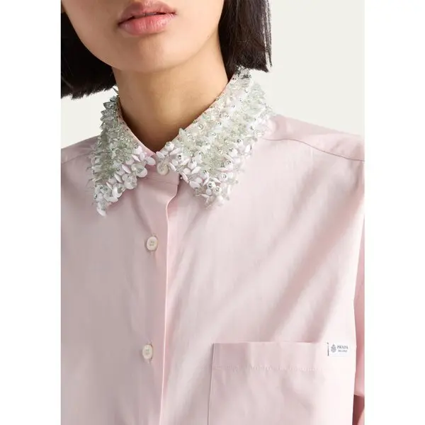 Prada Embroidered Poplin Shirt