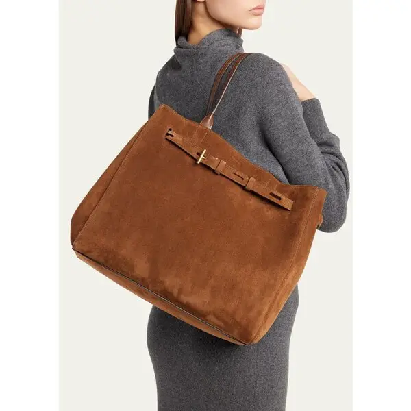 TOM FORD Audrey Large Tote Bag In Calfskin Suede