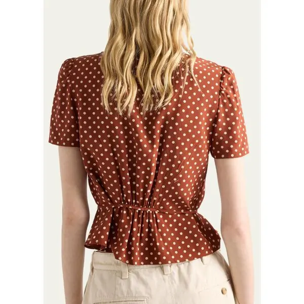 Prada Polka-dot Silk Short-sleeve Button-down Shirt - Tabacco