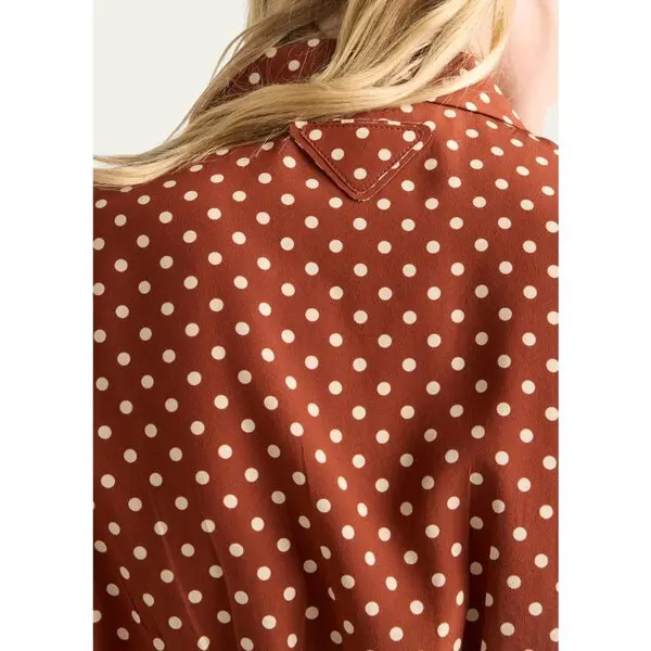 Prada Polka-dot Silk Short-sleeve Button-down Shirt - Tabacco
