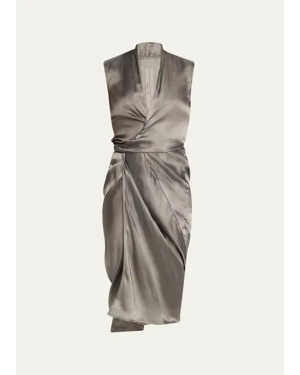 Rick Owens Sleeveless Satin Wrap Dress