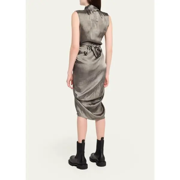 Rick Owens Sleeveless Satin Wrap Dress