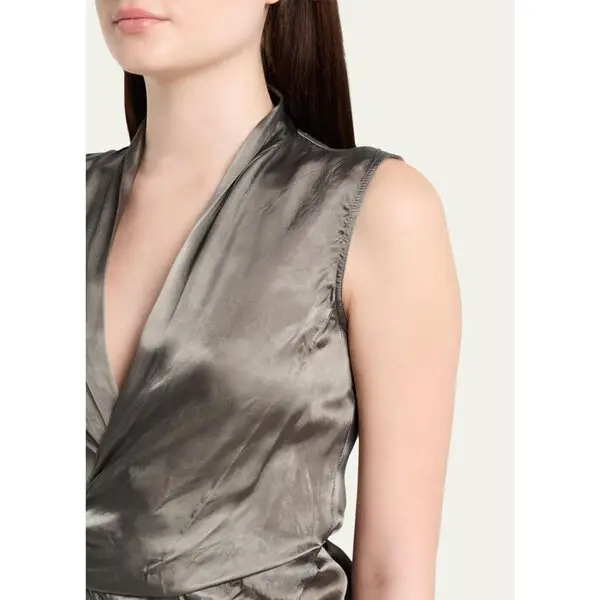 Rick Owens Sleeveless Satin Wrap Dress
