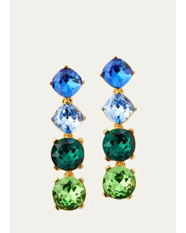 Oscar De La Renta Rhinestone Gallery Drop Earrings - Blue Multi