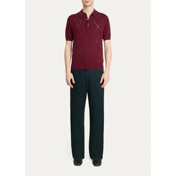 Dries Van Noten Cotton Argyle Wool Polo