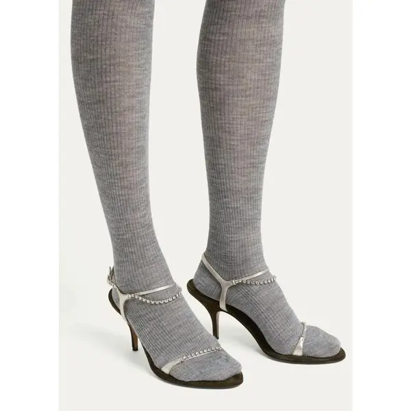 Chloé 80mm Zia Embellished Mixed Leather Sandals - Deep Khaki