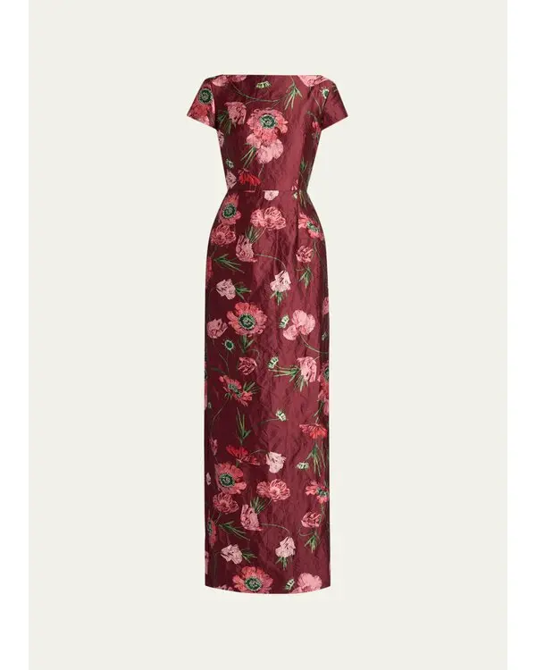 Erdem Floral Textured Satin Tailored Midi Dress - Rose