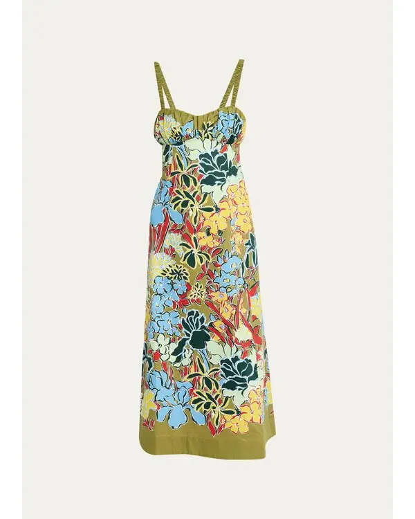 ALEMAIS Solstice Floral Cotton Midi-dress