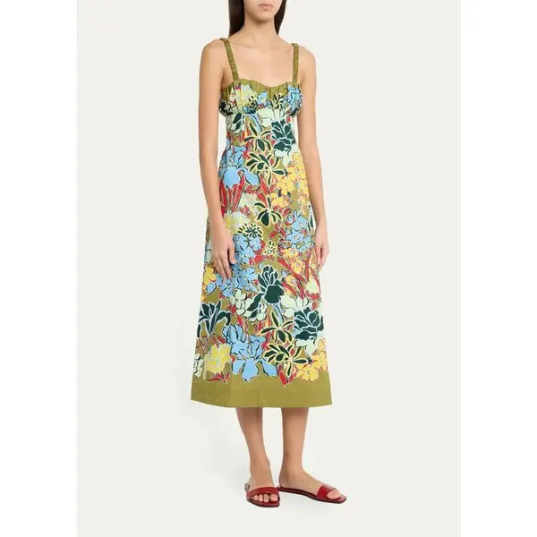 ALEMAIS Solstice Floral Cotton Midi-dress