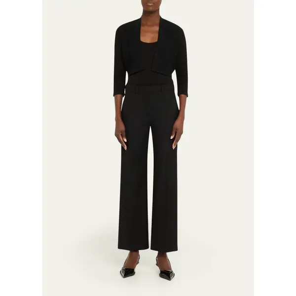 Lela Rose Pointelle Knit Bolero Jacket - Black