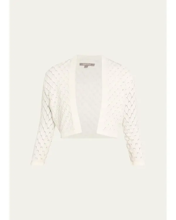 Lela Rose Pointelle Knit Bolero Jacket - Ivory